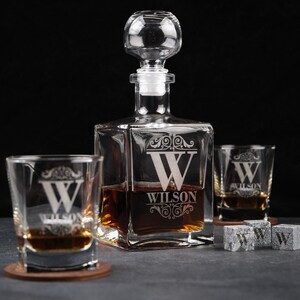 Custom Whiskey Decanter Set, Engraved Whiskey Glasses, Whiskey Glass ...