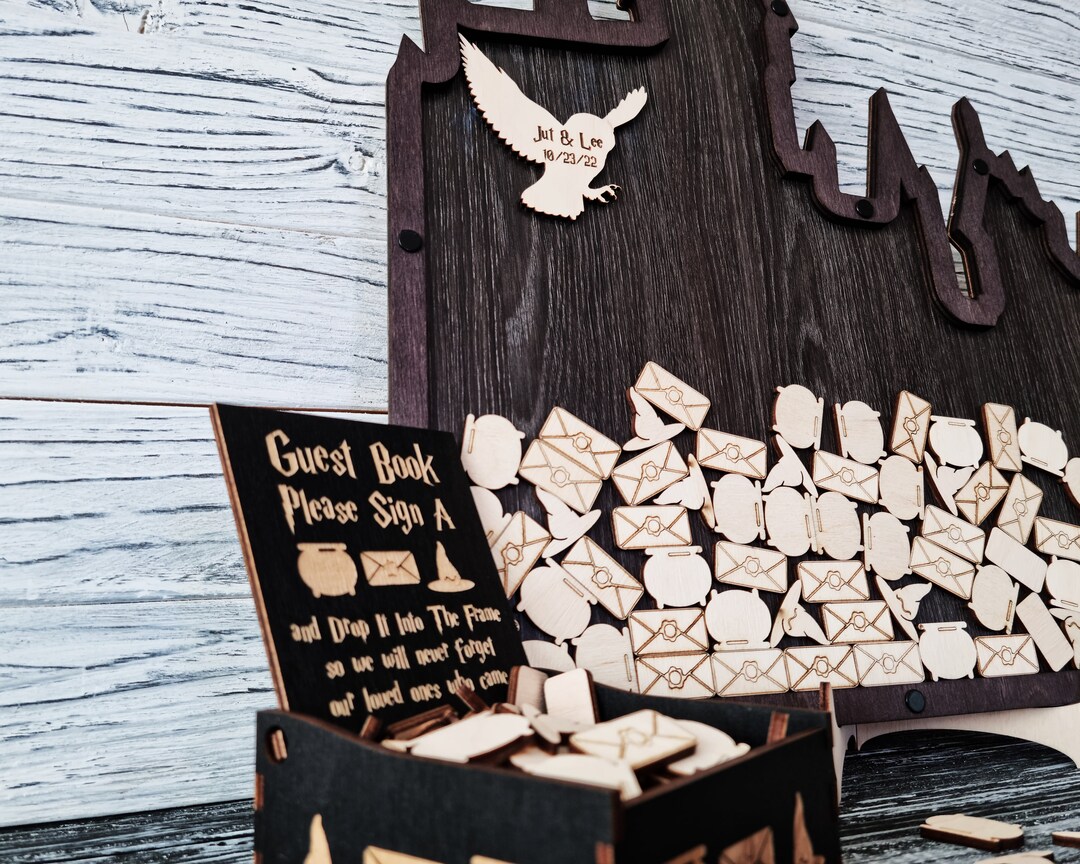 Custom Drop Box, Dark Guest Book, Halloween Decor, Owl Gift for ...