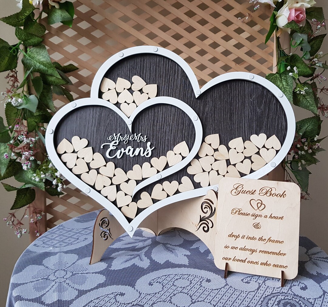 Heart Wedding Guest Book Alternative/wedding Guest Book Wood/wedding ...