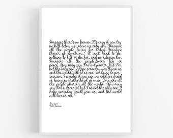 Imagine lyrics | Etsy