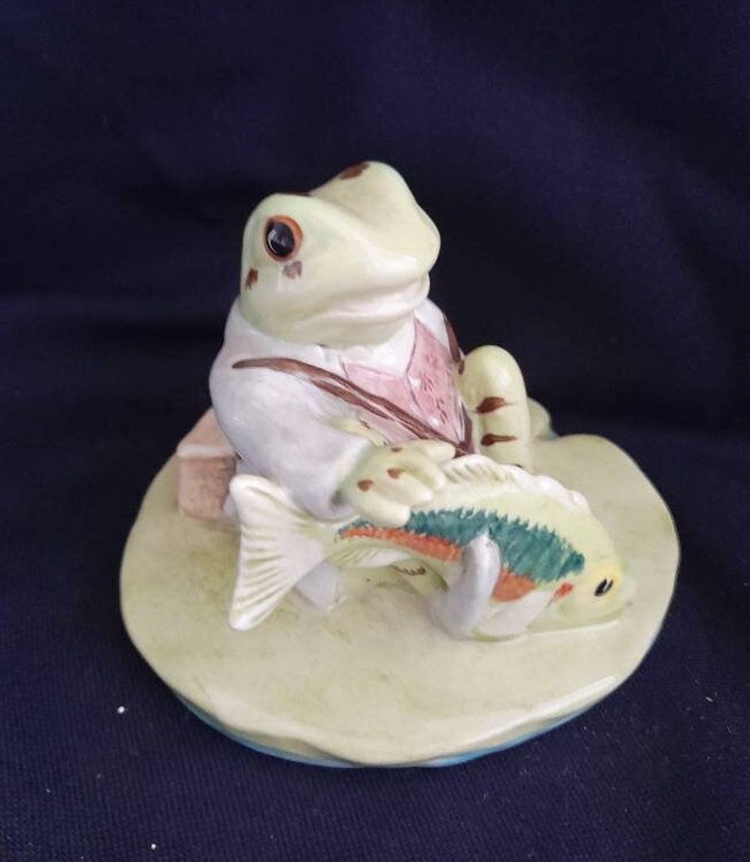 Large Beswick Beatrix Potter Jeremy Fisher Catches a Fish - Etsy