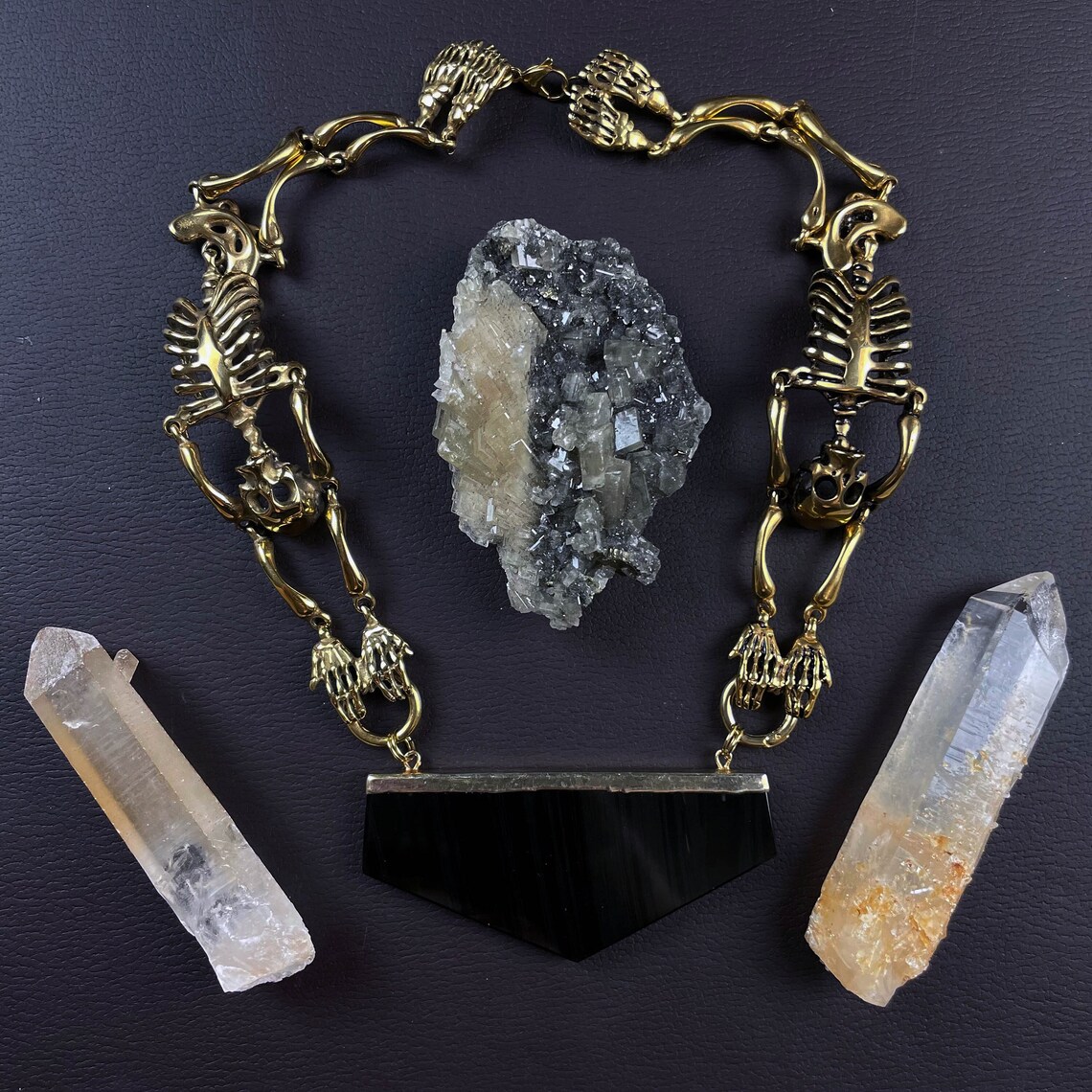 Hades/// Smoky Quartz Skeleton Necklace Gemstone Crystal - Etsy