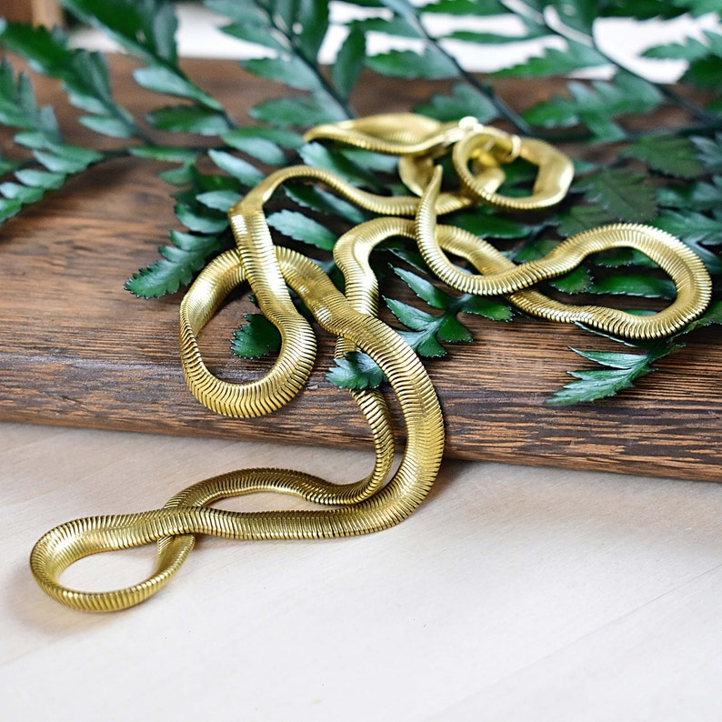 Custom Length Raw Brass Snake Chain Necklace: Thick Vintage Style - Etsy