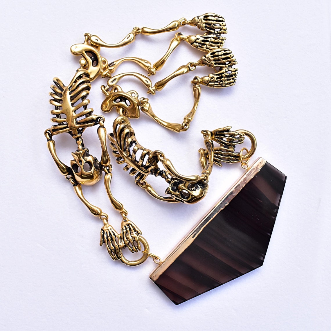 Hades/// Smoky Quartz Skeleton Necklace Gemstone Crystal | Etsy