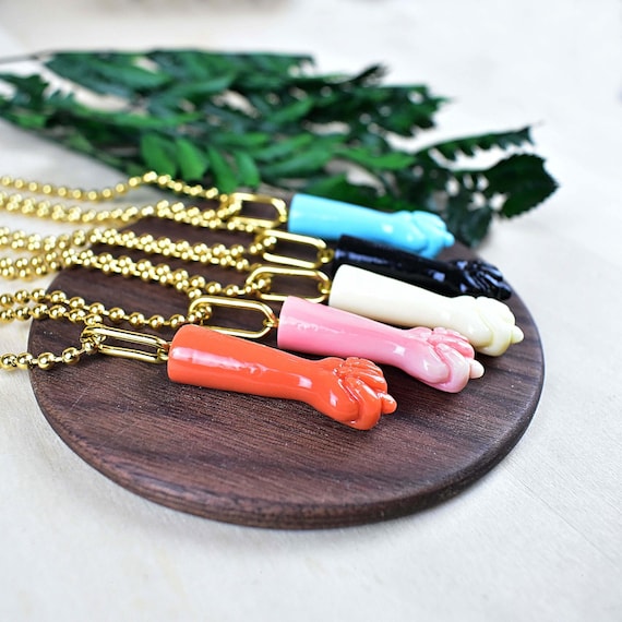 Large Colorful Figa Charm Necklace Crystal Figa Pendant | Etsy