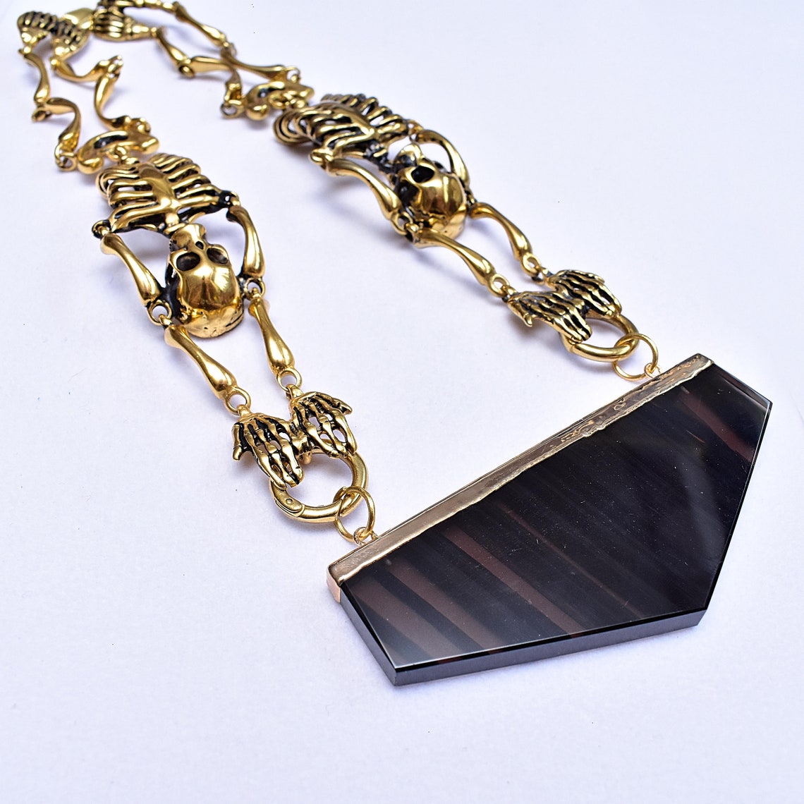 Hades/// Smoky Quartz Skeleton Necklace Gemstone Crystal - Etsy