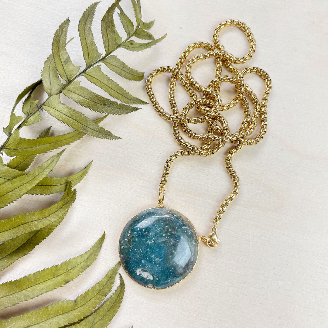 Planetae/// Gold Ocean Jasper Planet Statement Necklace (DEJ-N24A20-10 ...