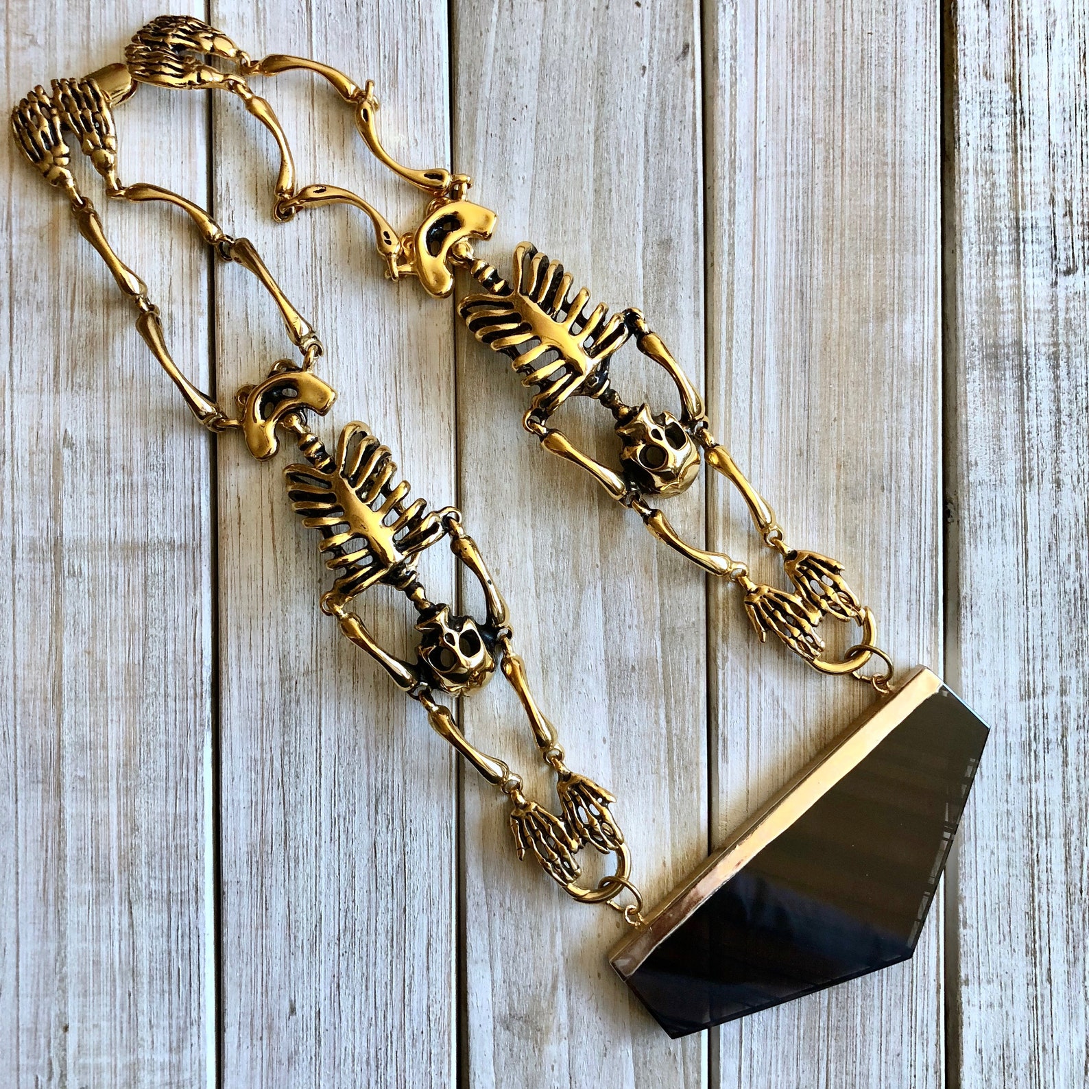 Hades/// Smoky Quartz Skeleton Necklace Gemstone Crystal - Etsy