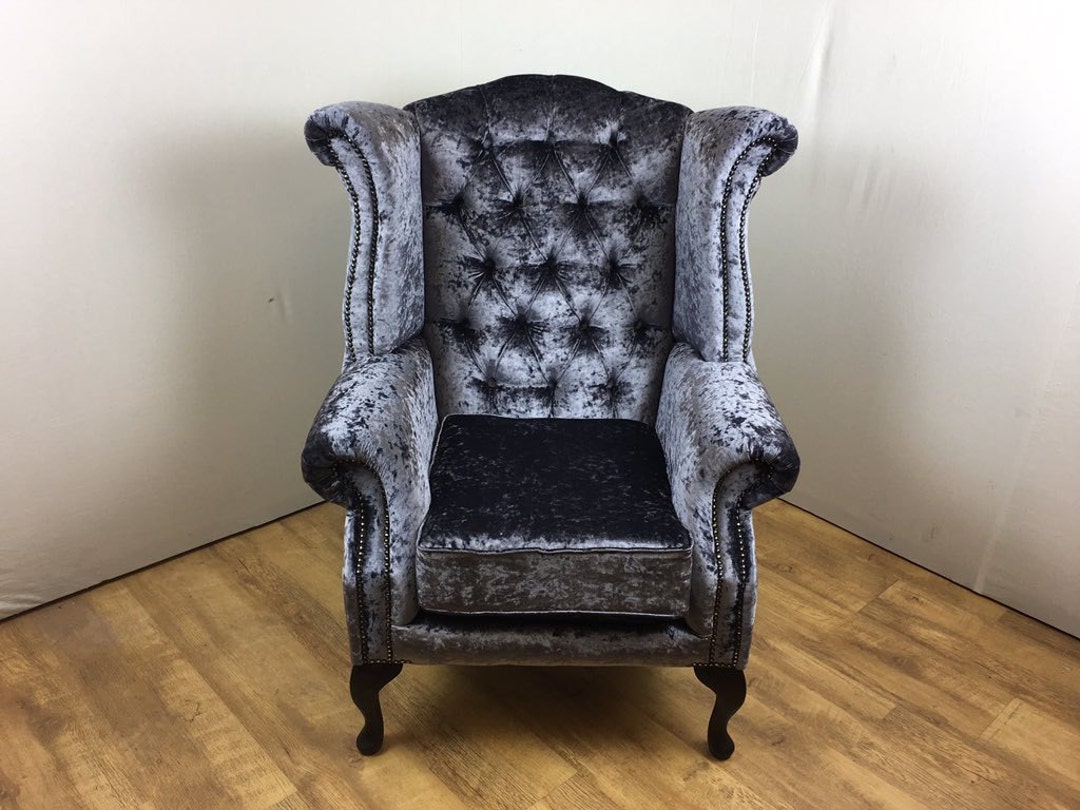 Queen Anne Style Chair in Lavender Crushed Velvet - Etsy