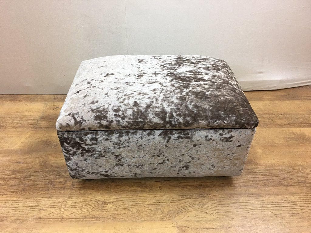 Small Champagne Crushed Velvet Footstool/Storage Box/Pouffe | Etsy
