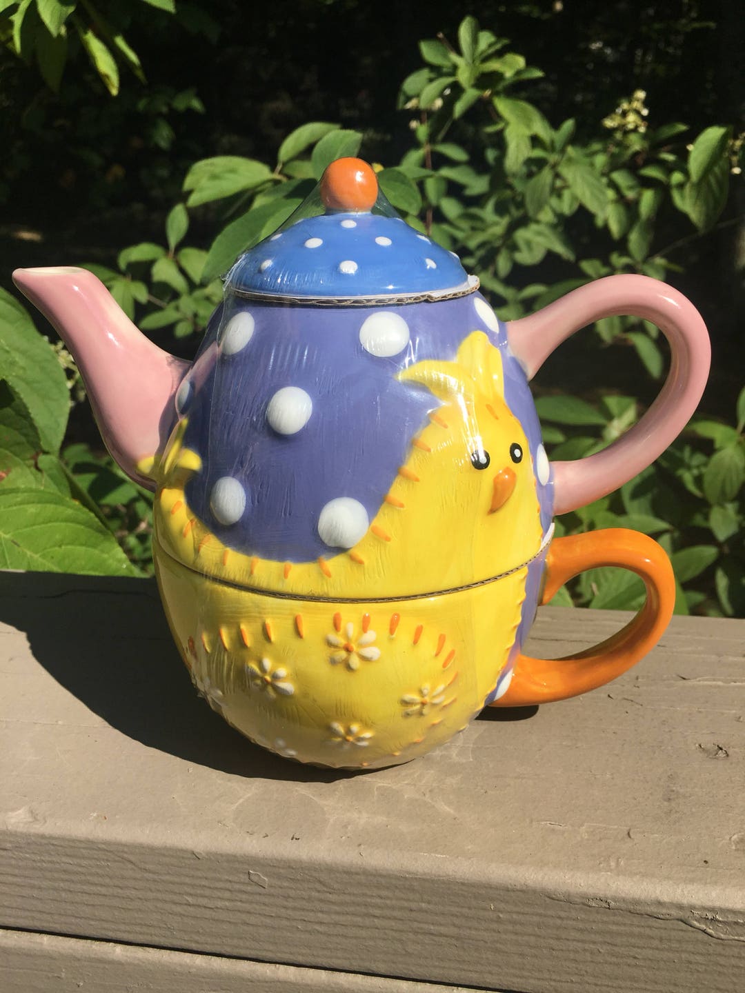 Vintage Ceramic Server, Tea for One, Yellow and Blue in Color - Etsy