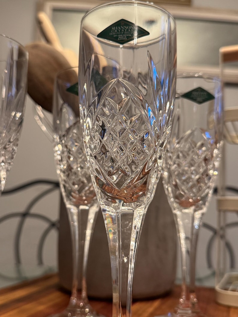 Shannon Crystal Dublin Champagne Flutes - Lot of 4 With Tags Still ...