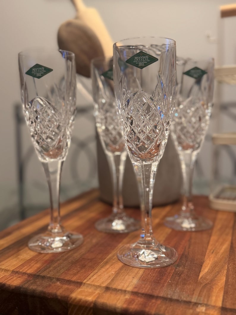 Shannon Crystal Dublin Champagne Flutes - Lot of 4 With Tags Still ...