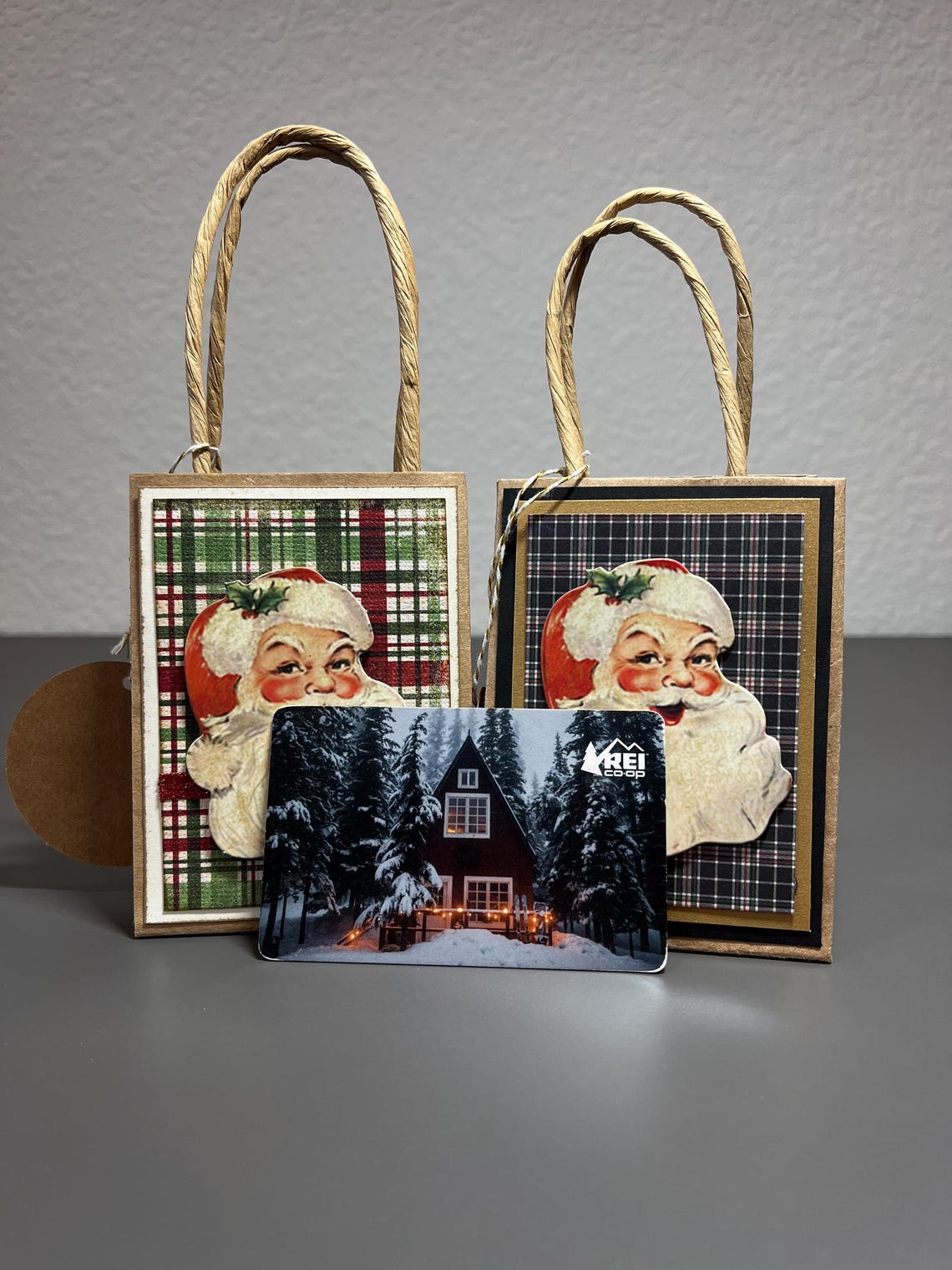 Vintage Santa Christmas Gift Bags Set - Set of Two Bags - Etsy