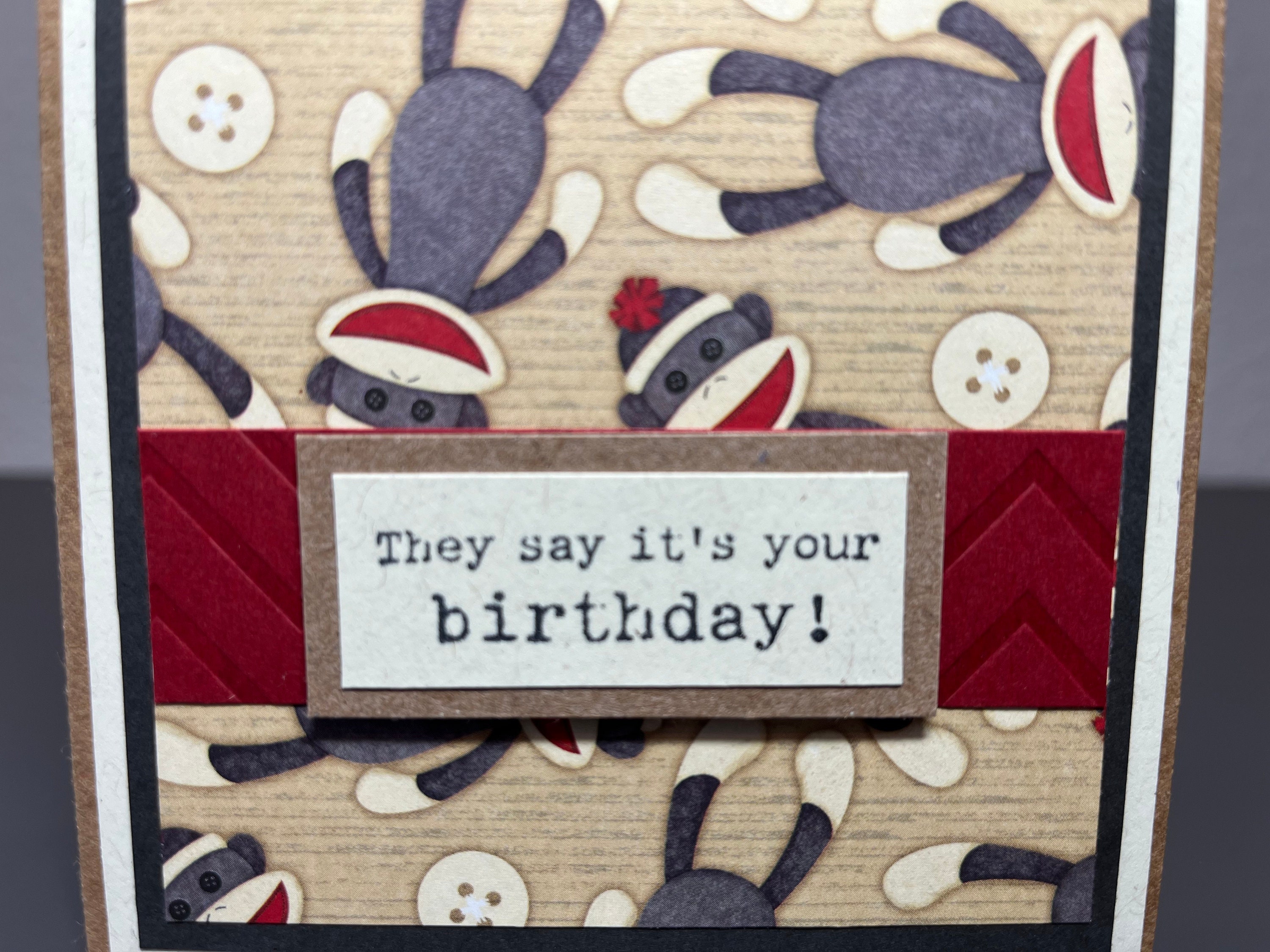 Sock Monkey Happy Birthday Greeting Card - Etsy