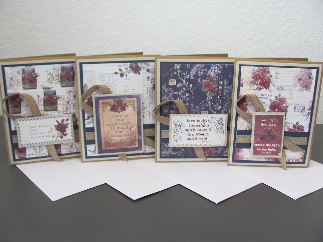 Shabby Chic Just Because Greeting Card Set - Set of Four Cards - Etsy