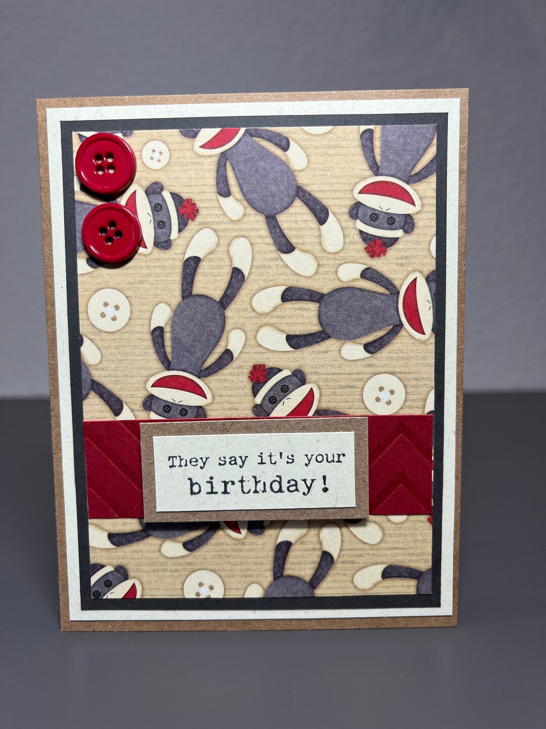 Sock Monkey Happy Birthday Greeting Card - Etsy