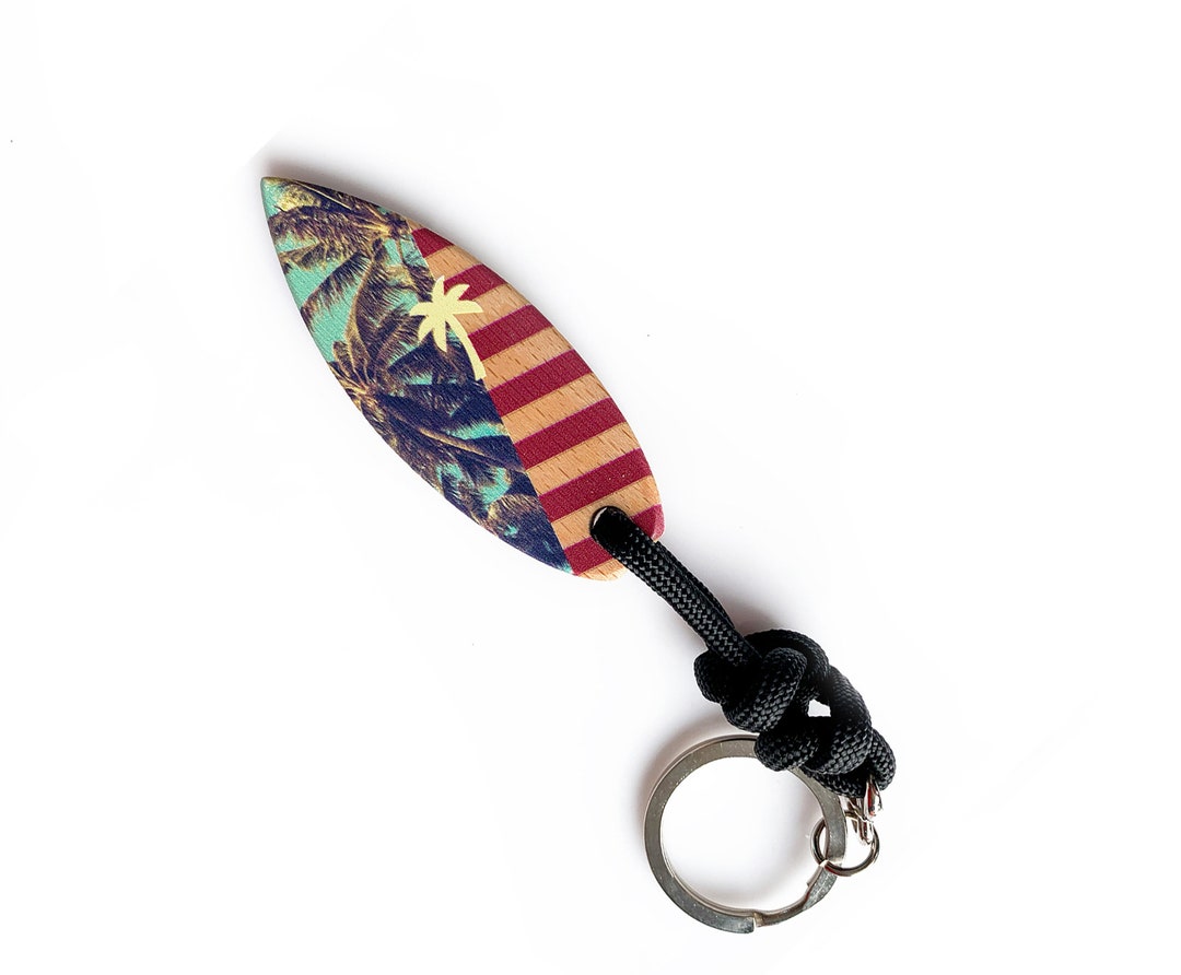 Surfboard Keyring - Palm | Curved Like a Surfboard | Handmade | UV ...