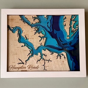 Multilayer Toppgraphical Map of Hampton Roads Virginia, 3D Map of ...