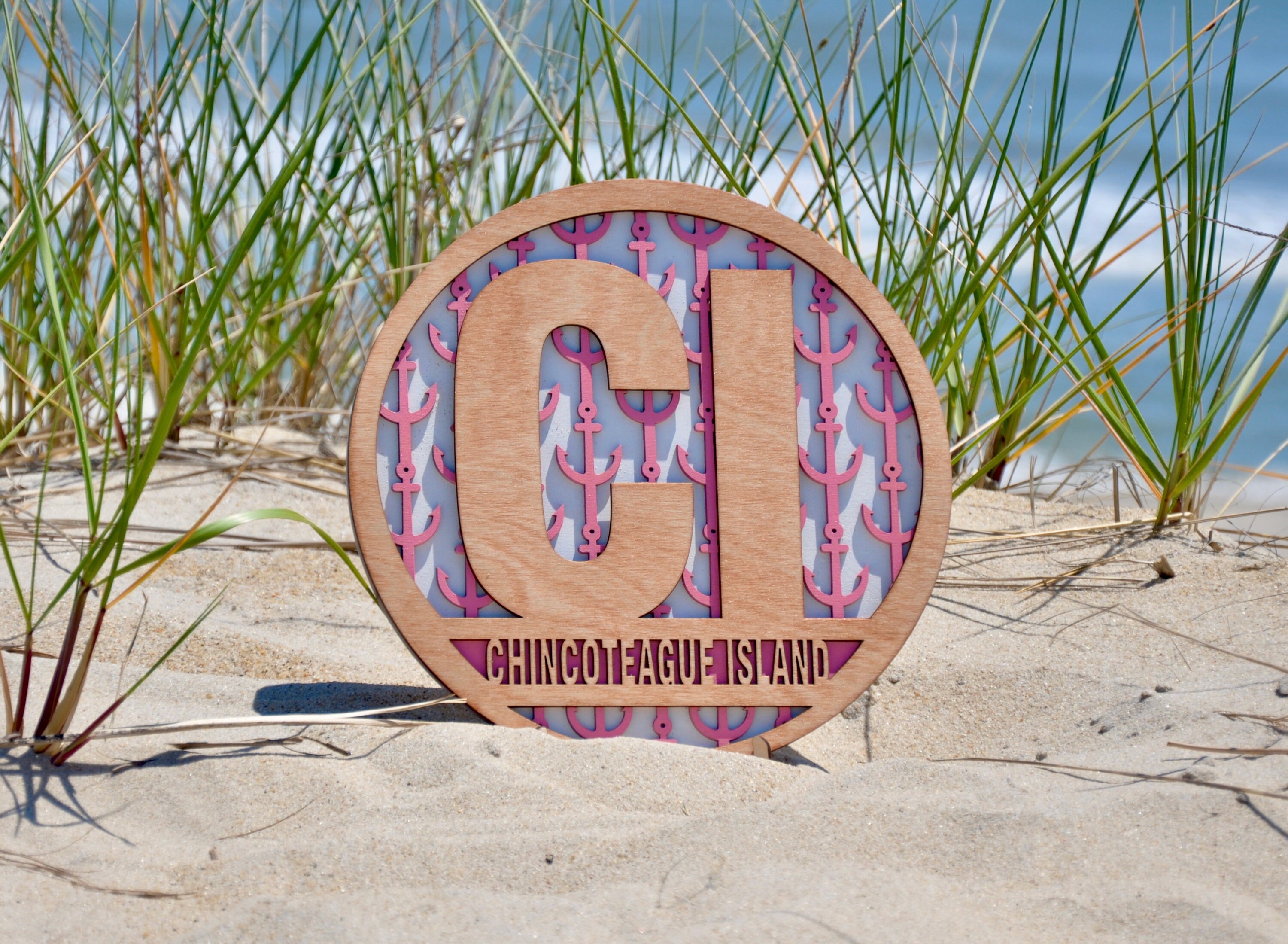 Round Chincoteague Island Anchor Sign, Chincoteague Island Sign ...