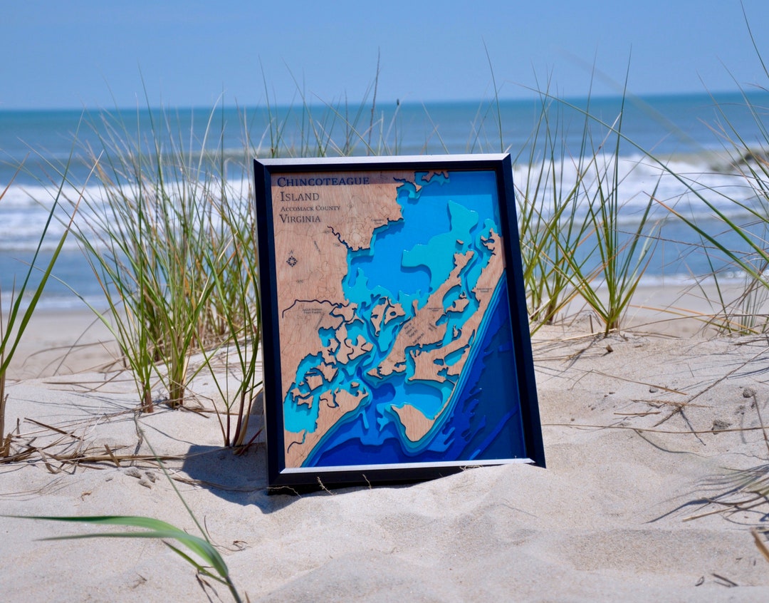 Multilayer Topographical Chincoteague Island Shadowbox, 3D Map of ...