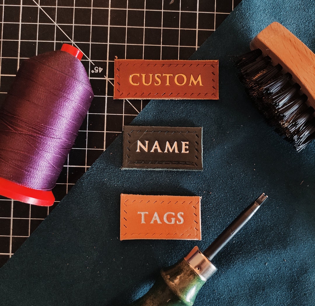 Personalised Name Tags, Custom Leather Labels , Personalized Gift Name ...