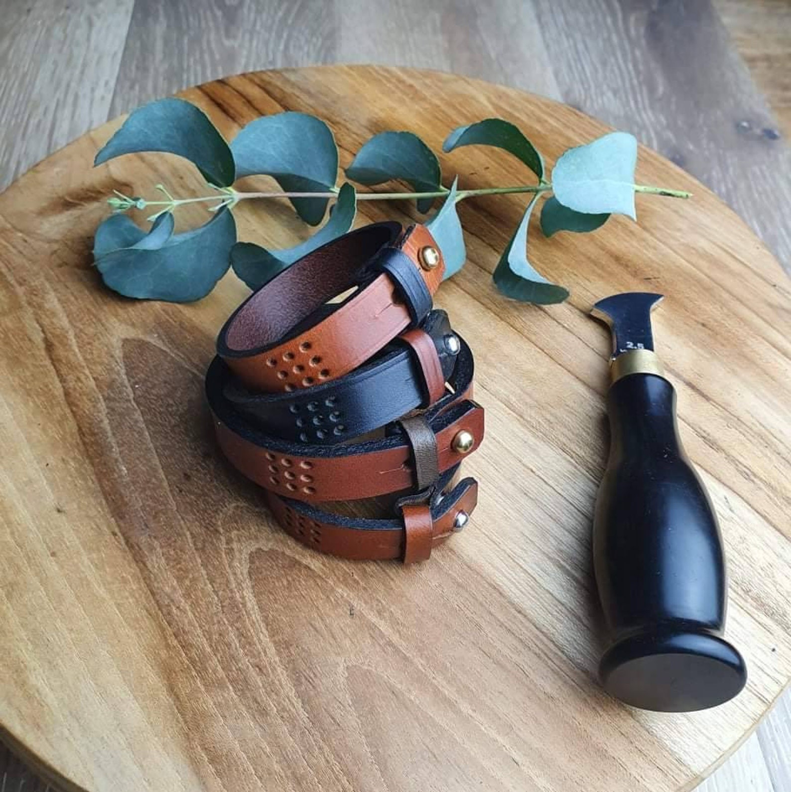 Personalised Handmade Leather Bracelet in 4 Sizes - Etsy