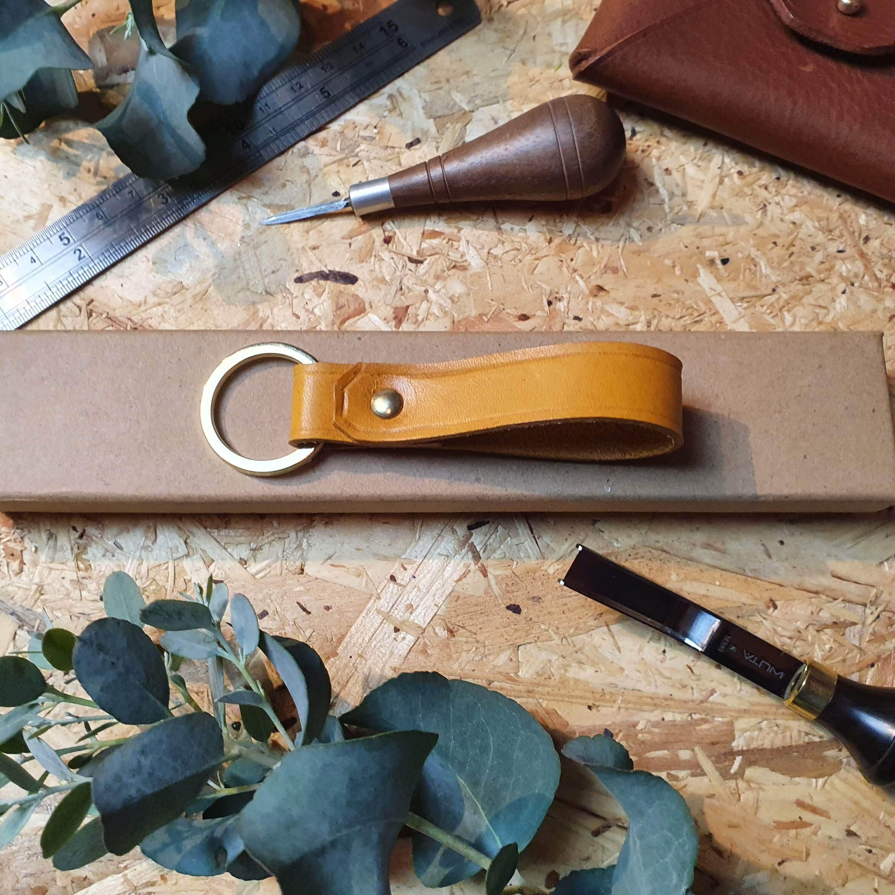Personalised Handmade Leather Keyring - Etsy
