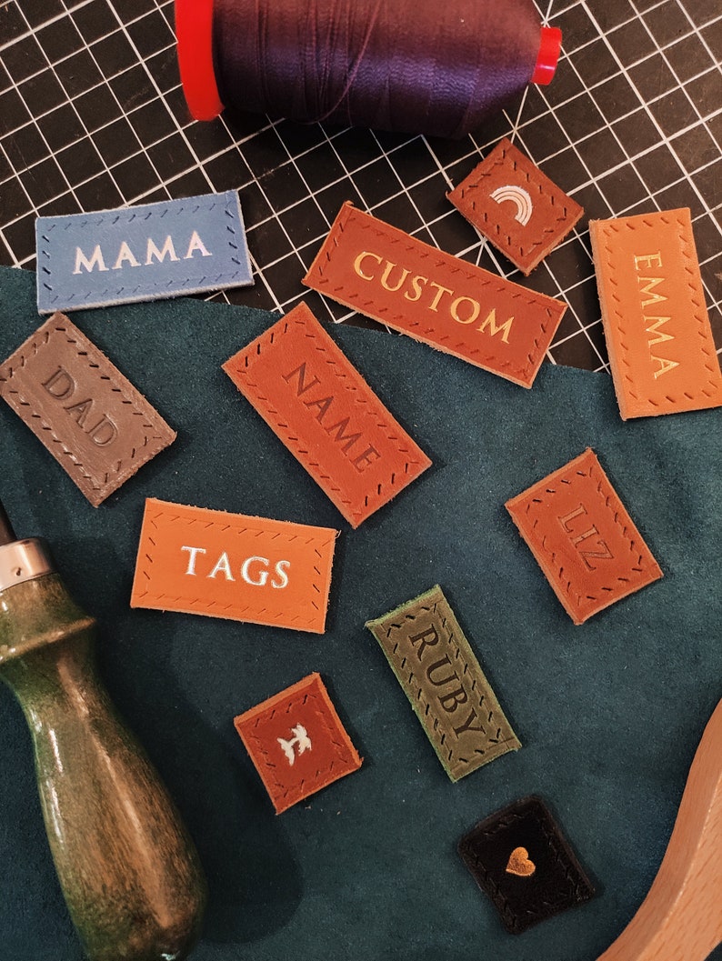 Personalised Name Tags, Custom Leather Labels , Personalized Gift Name ...