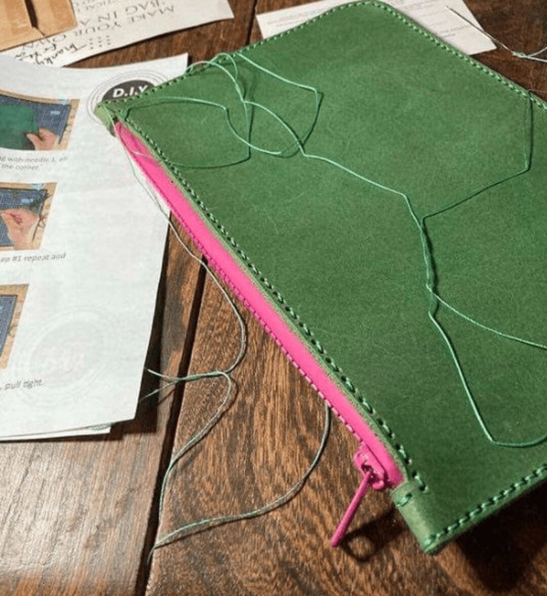 DIY Leather Kit - Zip Top Pouch - Etsy UK