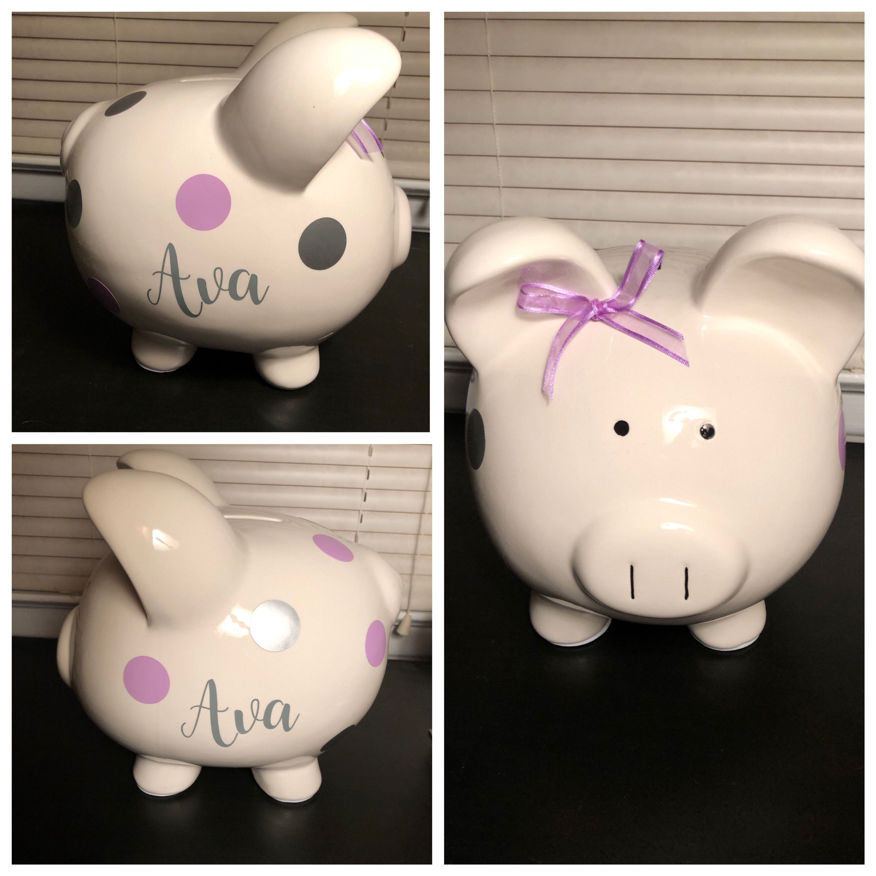 Personalized Ceramic Piggy Bank Name Initial BabyLast | Etsy