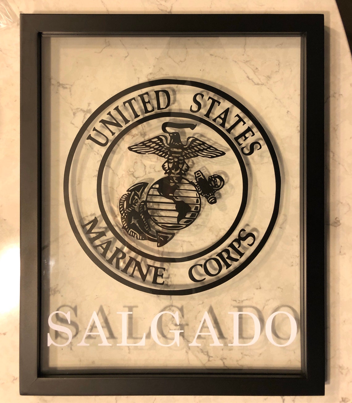 Personalized US Military Glass Frame Marine Corps USMC Navy | Etsy