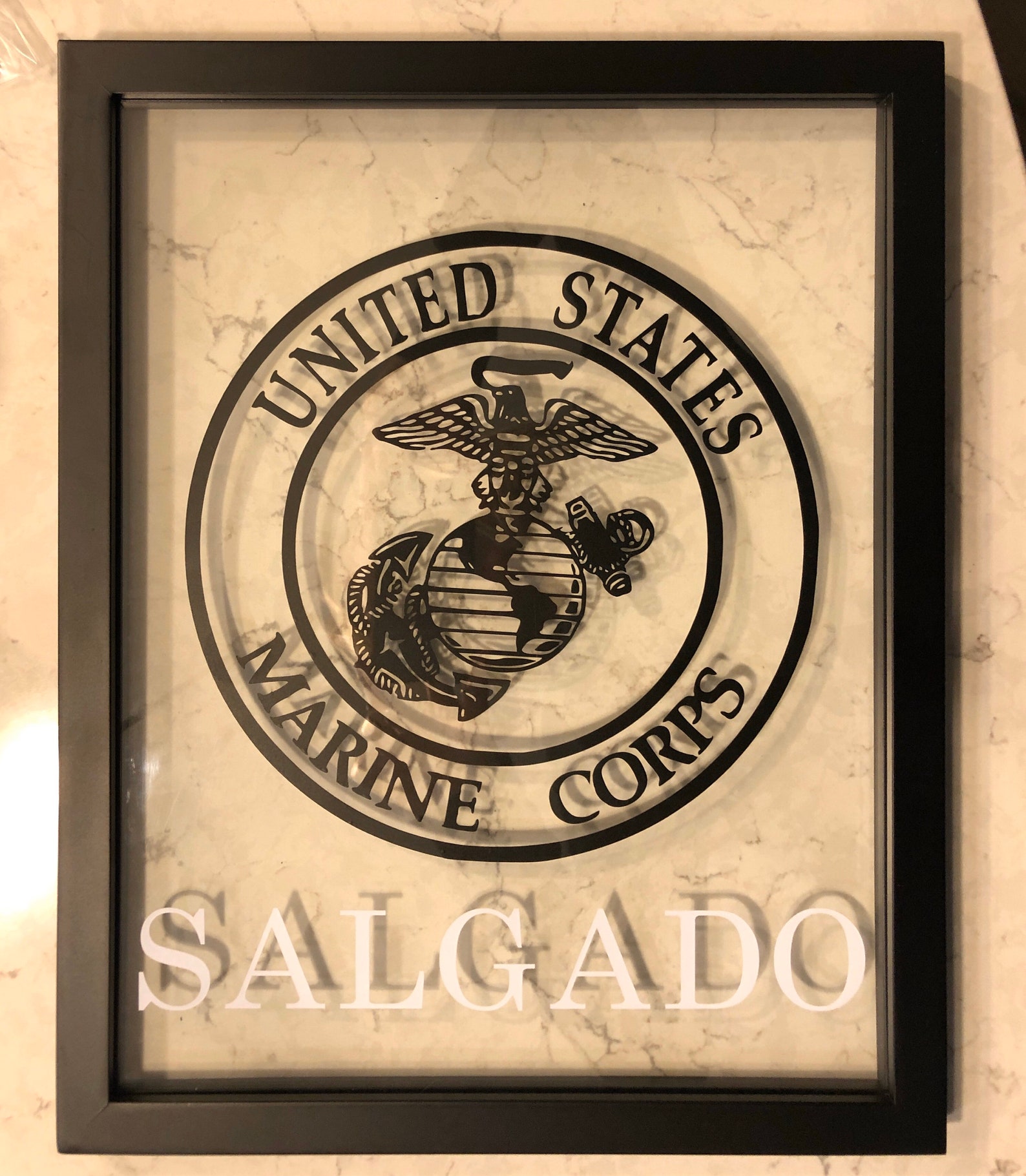 Personalized US Military Glass Frame marine Corps USMC Navy - Etsy