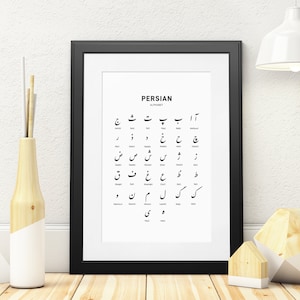 Persian Alphabet Wall Art, Farsi Script, Art Print/gift, Kids Room ...