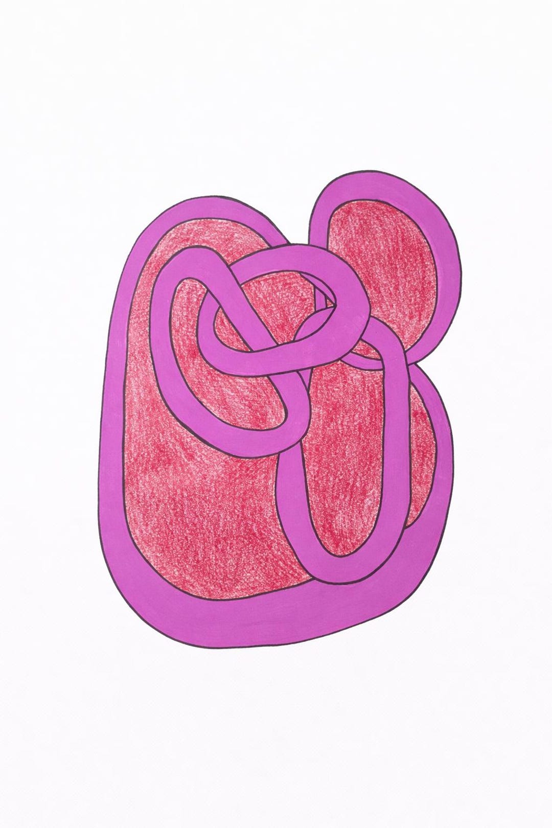 Intertwined Abstract Shapes, Hand Drawn Color Pencil & Acrylic Art ...