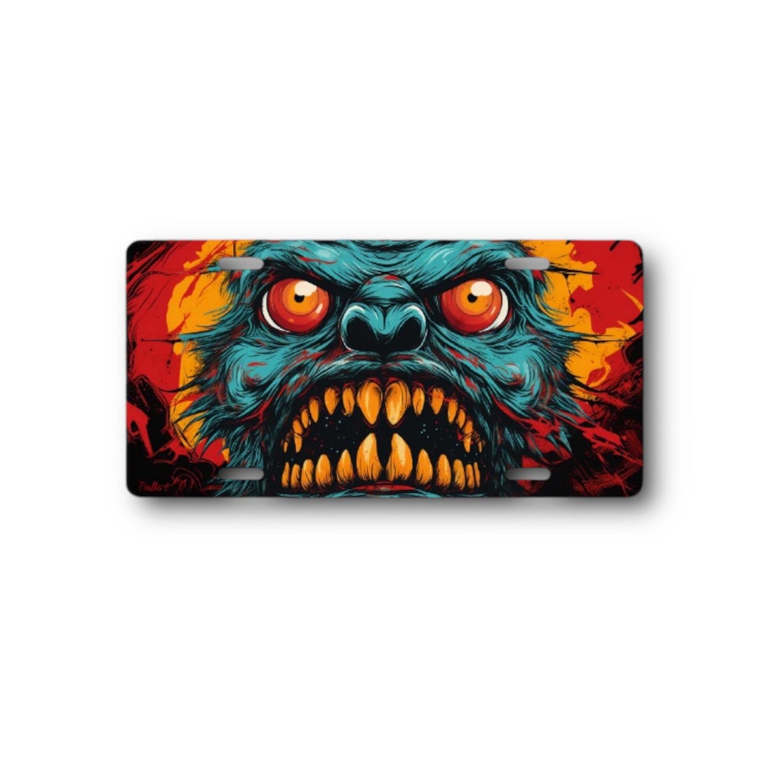 Monster Pop Art License Plate - Cryptid Watercolor Artwork - Bigfoot ...