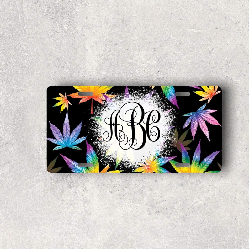 Rainbow Pot Leaves Monogram Car Accessories Marijuana - Etsy