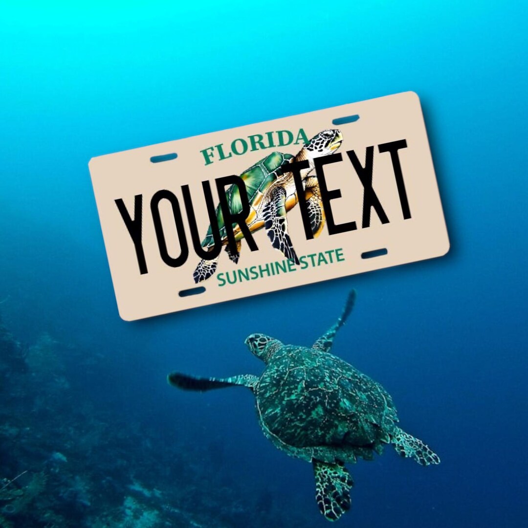 Florida State License Plate -sea Turtle Personalized Custom Car Tag ...