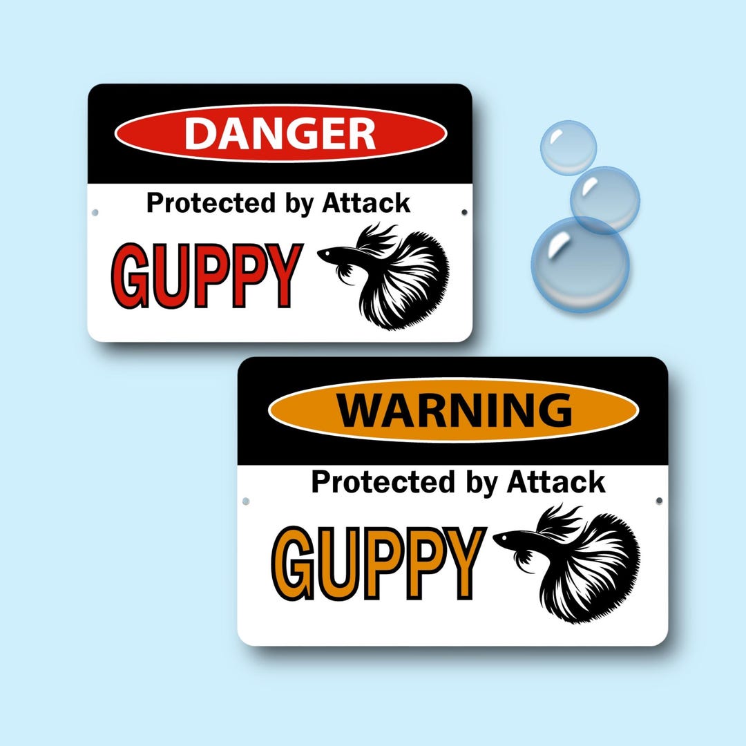 Attack Guppy Sign Metal Wall Art Sarcastic Fish Spoof, Gag Gift Fish ...