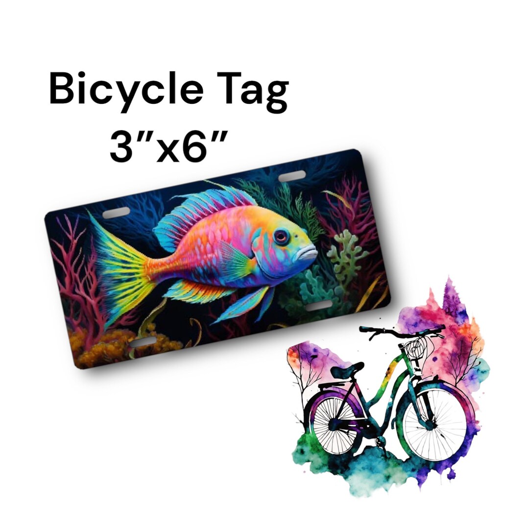 Neon Fish Kids Bike Plate - Tropical Pop Art - Ocean Nautical Decor ...