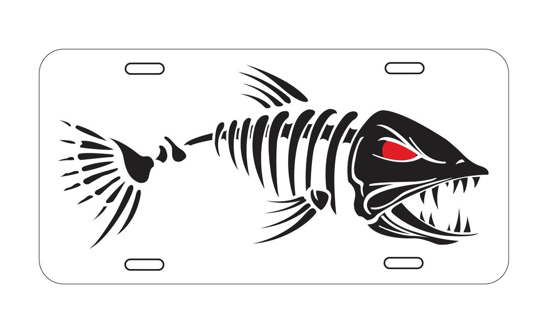 Skeleton Fish Car Tag Bonefish License Plate fire Tiger Perch Rainbow ...