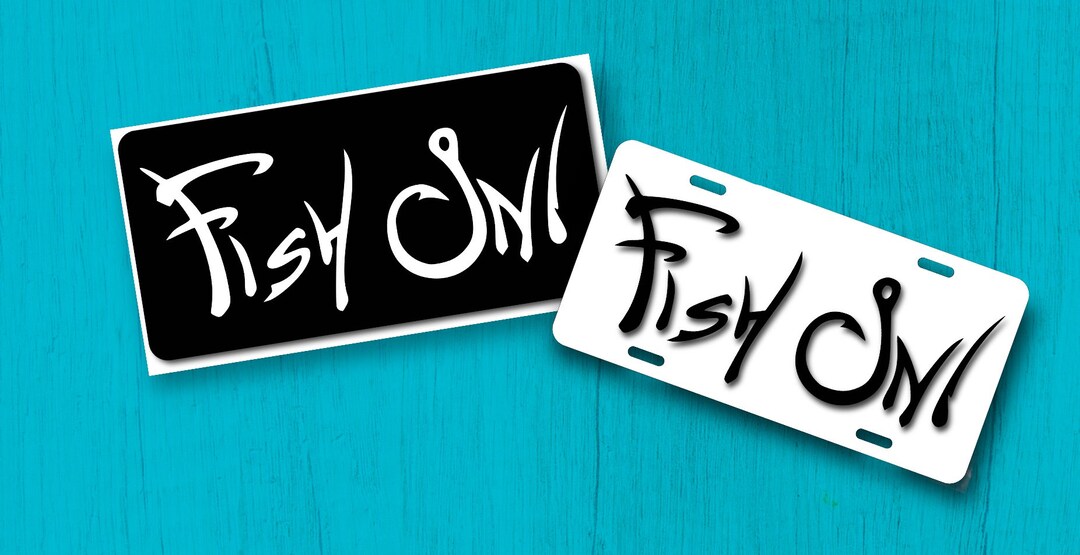 Fish on License Plate - Fishing Cabin, Lodge Decor - Metal Wall Hanging ...