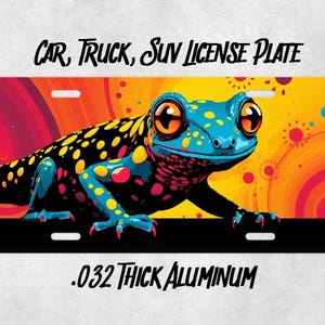 Salamander Pop Art License Plate - Vibrant Watercolor Newt Artwork ...
