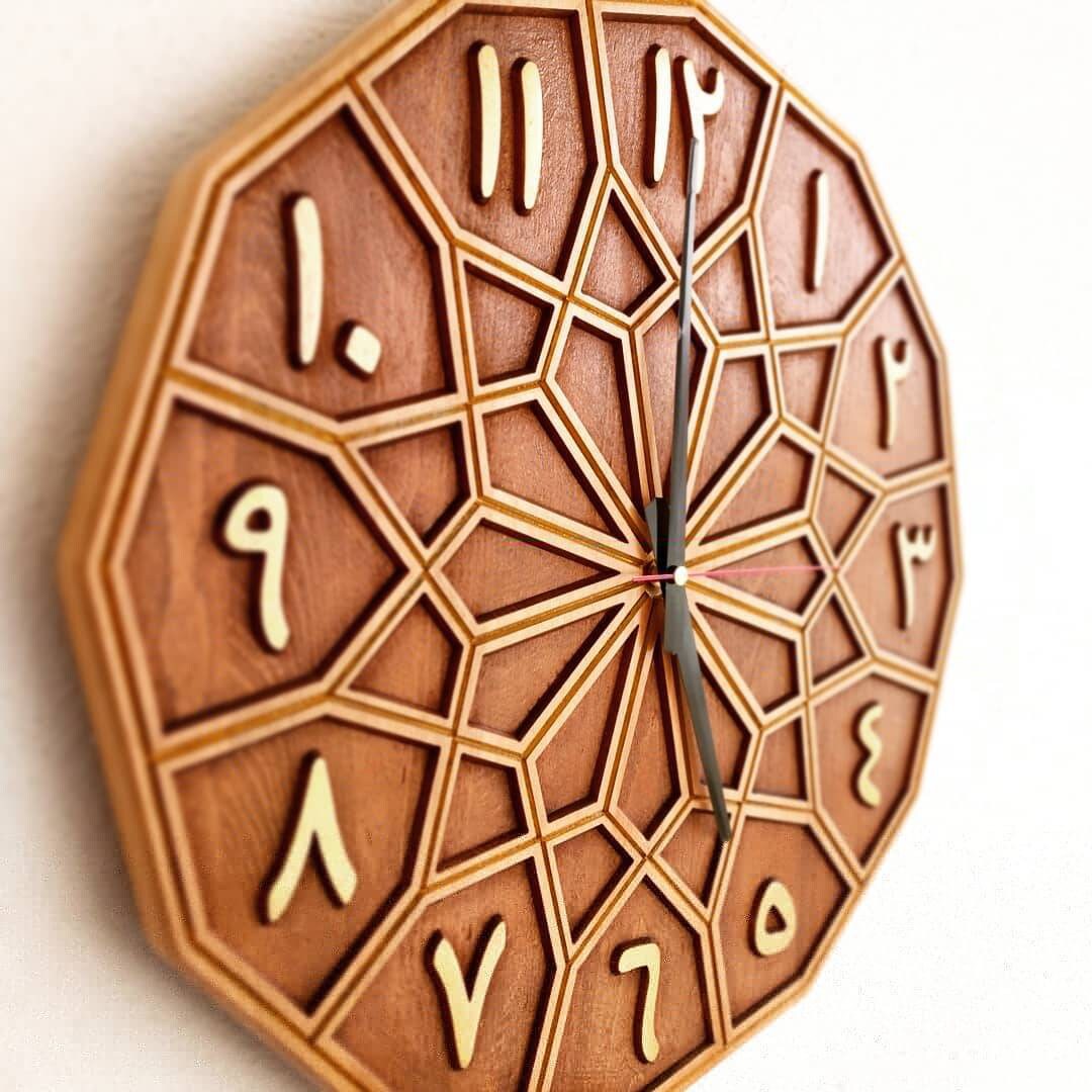 Islamic Geometric Design Wall Clock Wood Carving Engraved - Etsy