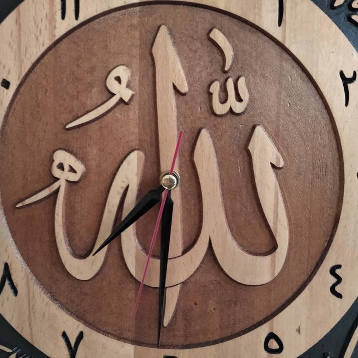 Arabic Calligraphy Natural Wood Wall Clock Arabic Wall - Etsy