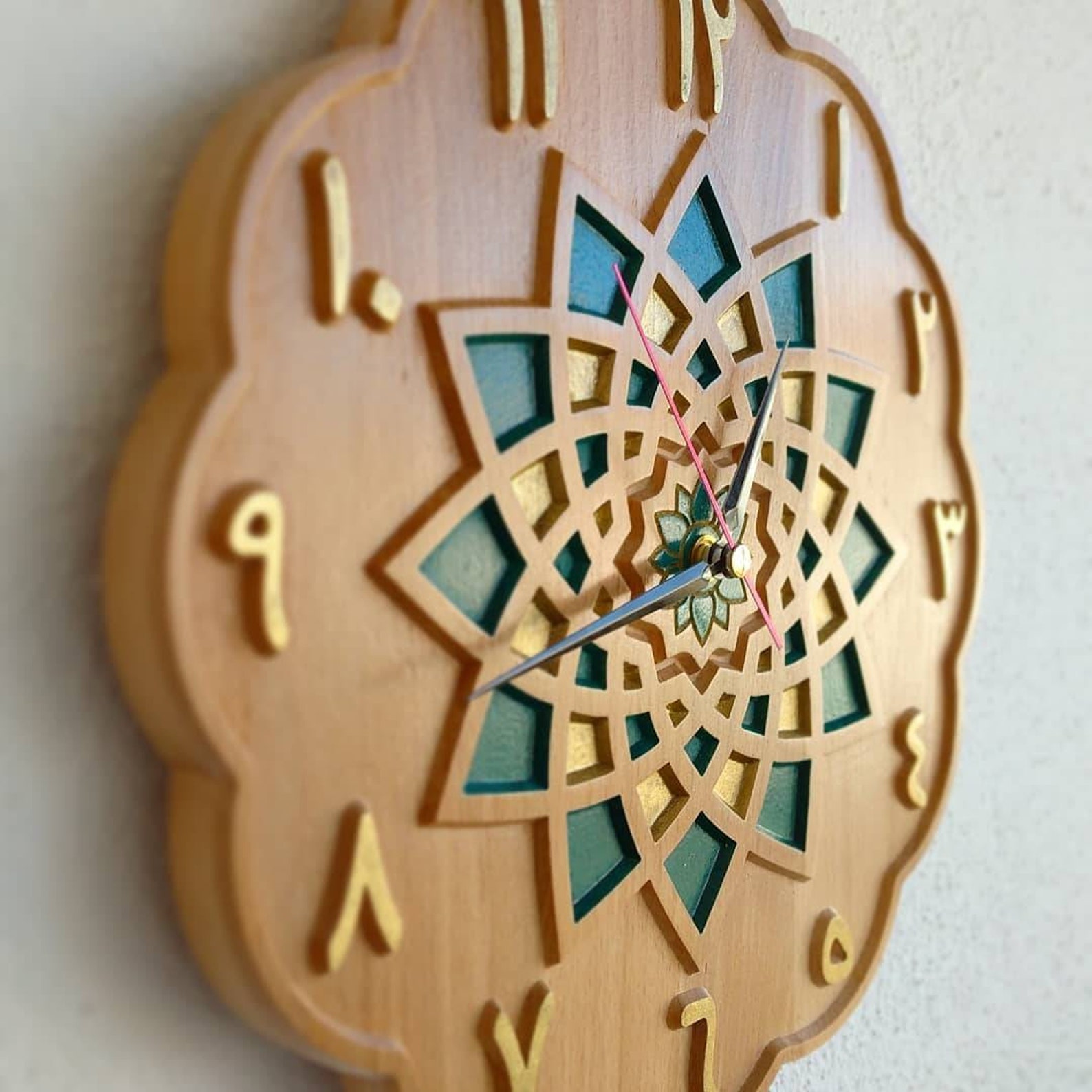Geometric design wooden Wall Clock Arabic clock Islam wall | Etsy