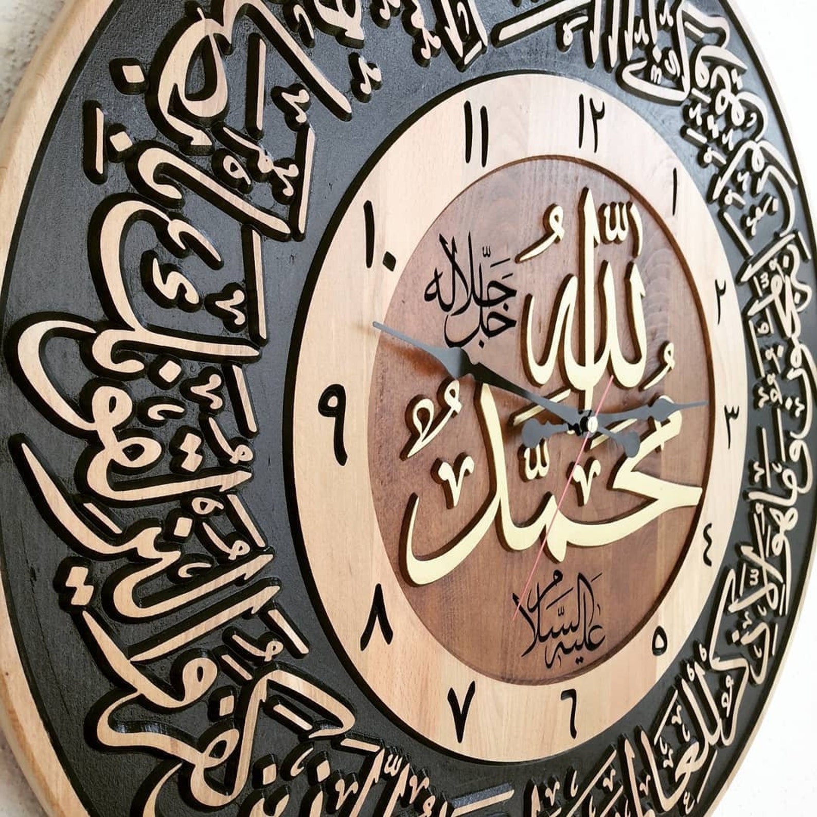 Arabic Calligraphy Wall Clock Allah and Muhammad الله محمد - Etsy Israel
