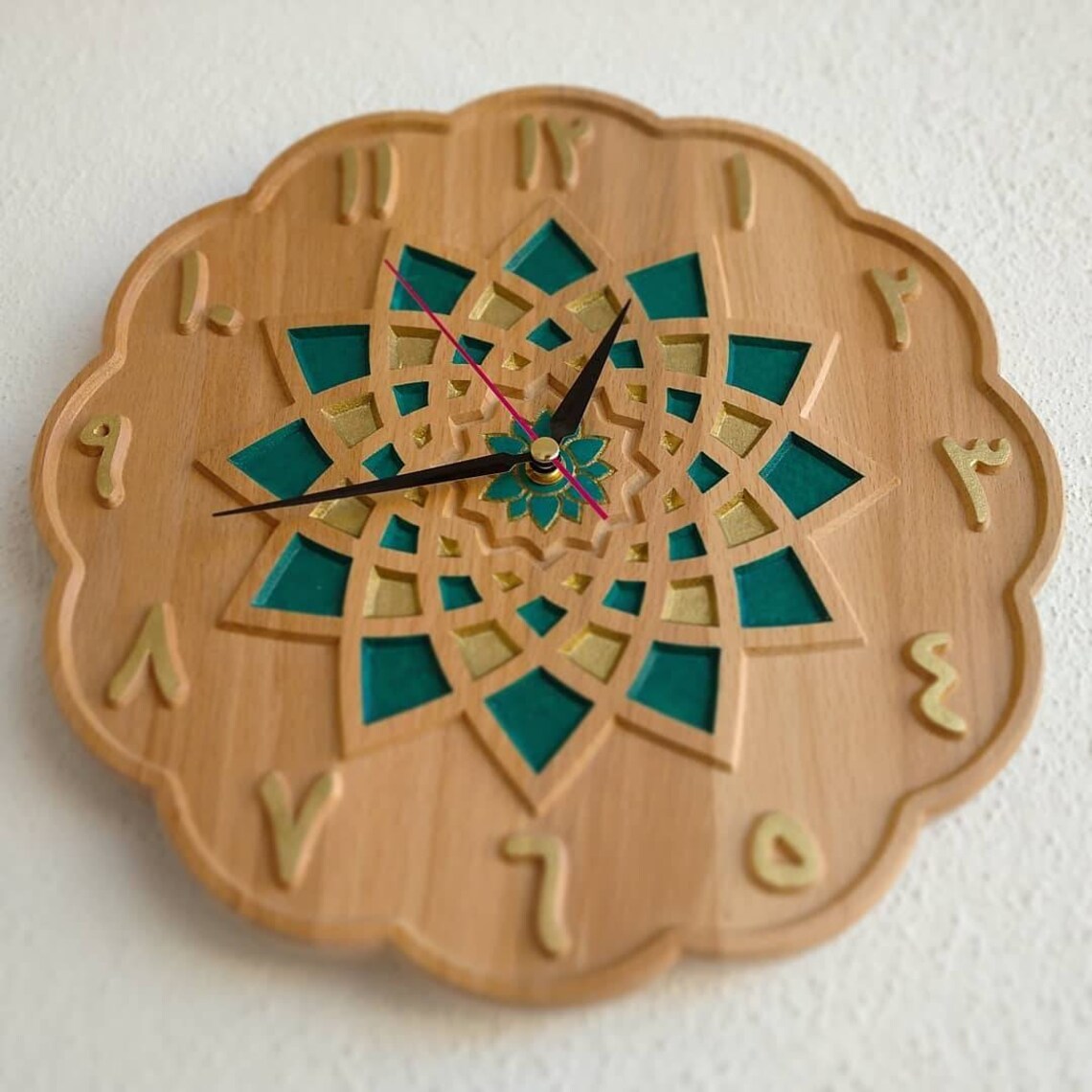 Geometric design wooden Wall Clock Arabic clock Islam wall | Etsy