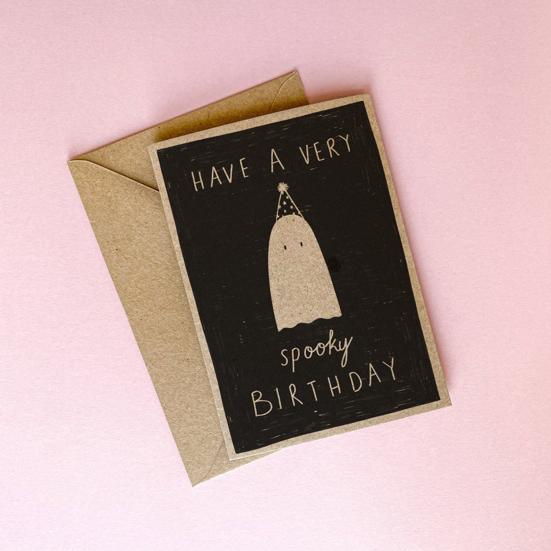 Spooky Ghost Birthday Card Haunted Birthday Halloween - Etsy