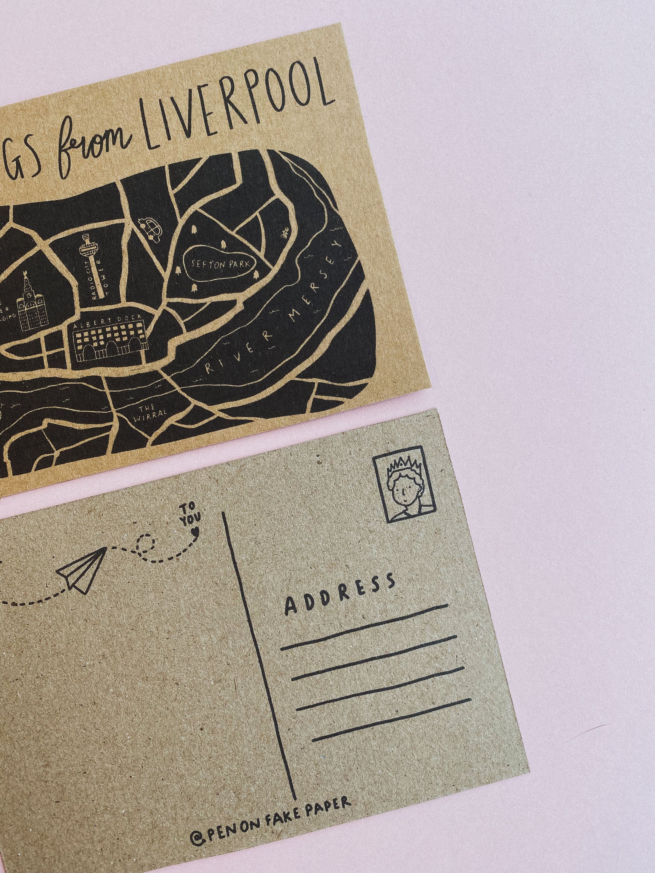 Map of Liverpool Kraft Postcard - Etsy